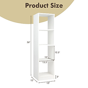 Tangkula 4 Cube Bookshelf, Freestanding 5 Tier Open Bookcase, Modern Cube Storage Organizer with Anti-toppling Device, Multipurpose Wooden Display Shelving for Living Room Study Office (1, 4-Cube)