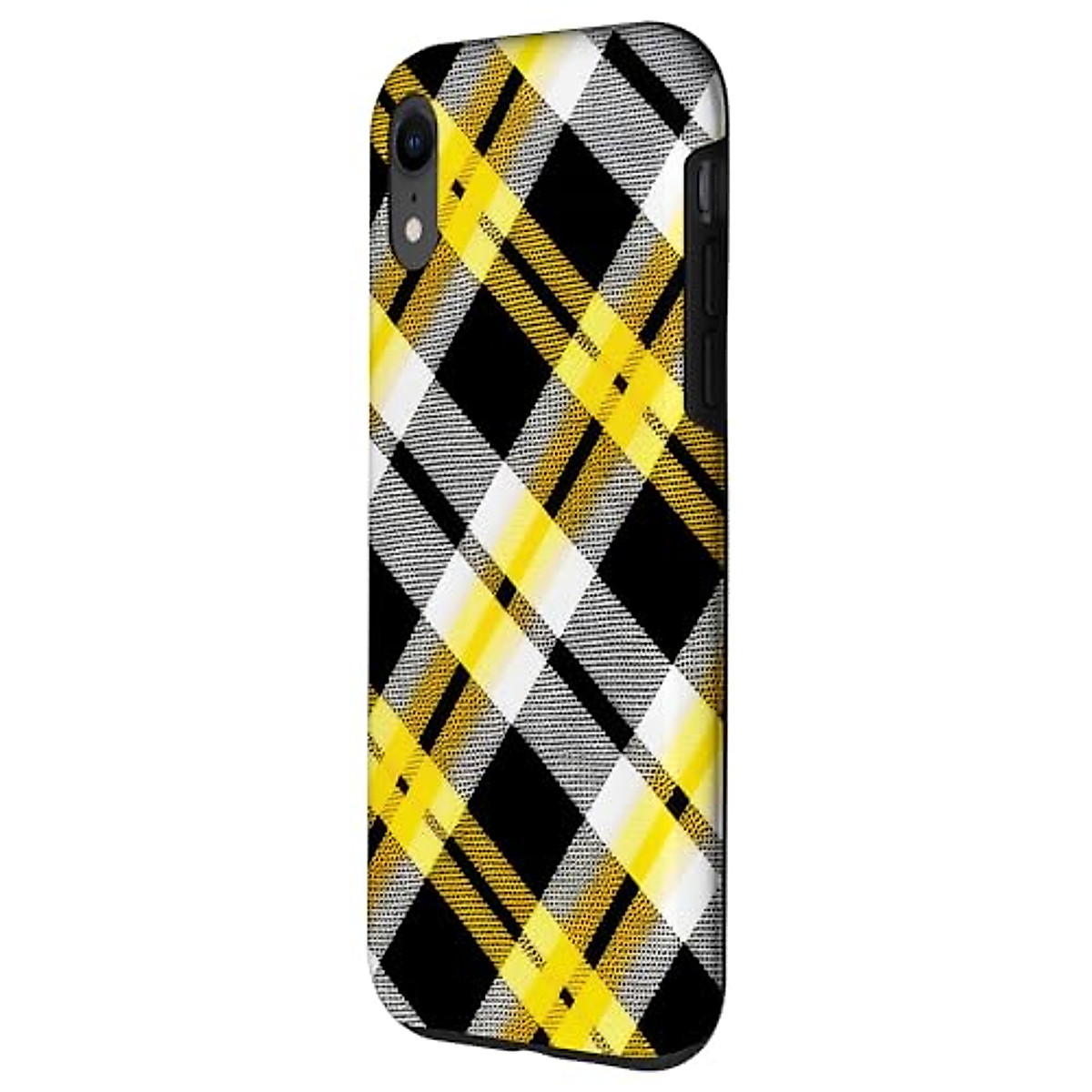 iPhone XR Yellow Black Tartan Plaid Pattern 80s Design Case