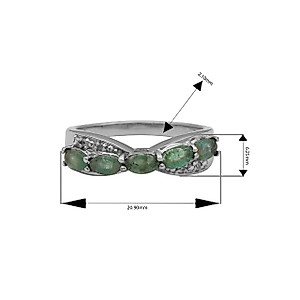 Shine Jewel Genuine Emerald 925 Silver Stacking Ring Half Eternity Wedding Stackable Band (10)
