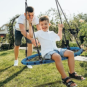 Trekassy Spider Web Saucer Swing 40 inch for Tree Kids with Steel Frame and Hanging Ropes