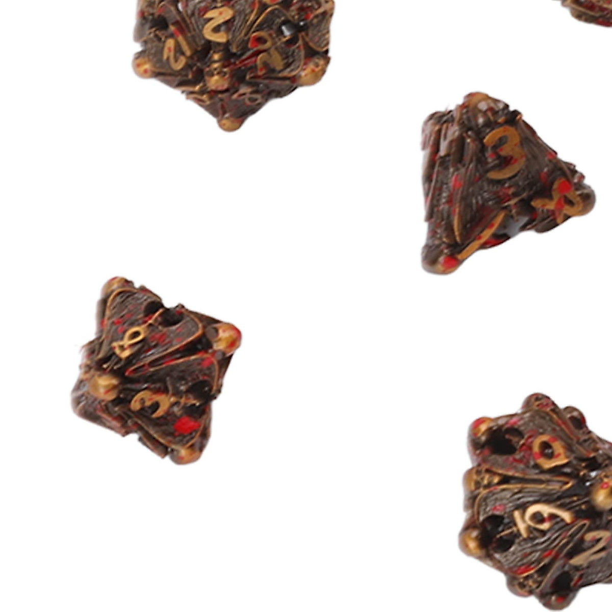 Keenso 7pcs Metal Hollow Dice,Fine Copper Skeleton Polyhedral Metal Dice for Role Playing Board Games