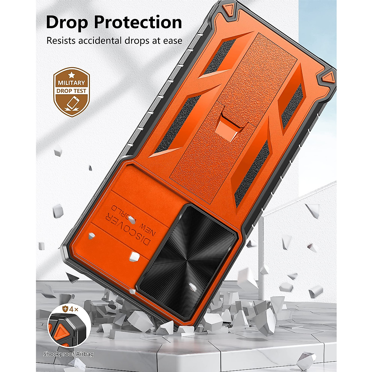 WTYOO for Motorola Moto-G-5G 2022 Case: Military Grade Shockproof Protection Cover with Kickstand | Matte Textured Rugged Protective TPU & Drop Proof Sturdy Phone Case - Orange