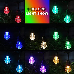 IPStank 96FT Outdoor Patio Lights Color Changing, RGB LED String Lights with 32 E26 Shatterproof Edison Bulbs, Dimmable Patio String Lights for Backyard Garden, 2 Remote Controllers