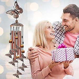 Butterfly Wind Chimes Outside,Windchimes Outdoors Clearance,35In Aluminum Tube Wind Chime with S Hook,Butterflies Gifts for Women,Yard Porch Garden Patio Decor,Birthday Gift for Mom Grandma Friend