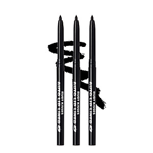 Ruby Kisses Auto Lip Liner Pencil, Long Lasting & Non-Fading, Smooth Application, Non-Feathering with Rich Color, No Sharpener Needed, Ideal for Full Lips Look (Black) (3 PACK)
