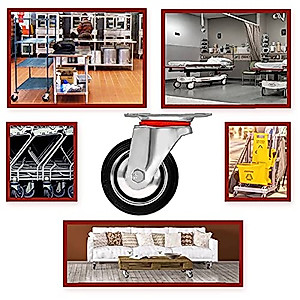 Online Best Service 8 Pack 3" Swivel Caster Wheels Rubber Base with Top Plate & Bearing Heavy Duty (8 Pack - no Brake)