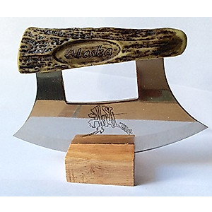 Alaska Ulu Cultured Antler with Etched Alaska Design Stainless Blade