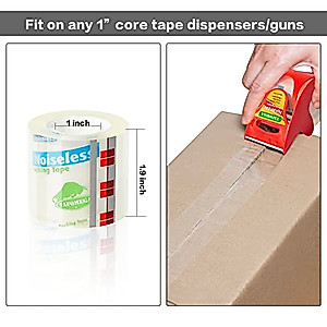 Packing Tape with Dispenser Clear Noiseless Packaging Tape for Shipping Moving Strong Sealing Adhesive Industrial Depot Tapes for Storage 1.96 inch x 33 Yards 1” Core 3 Pack
