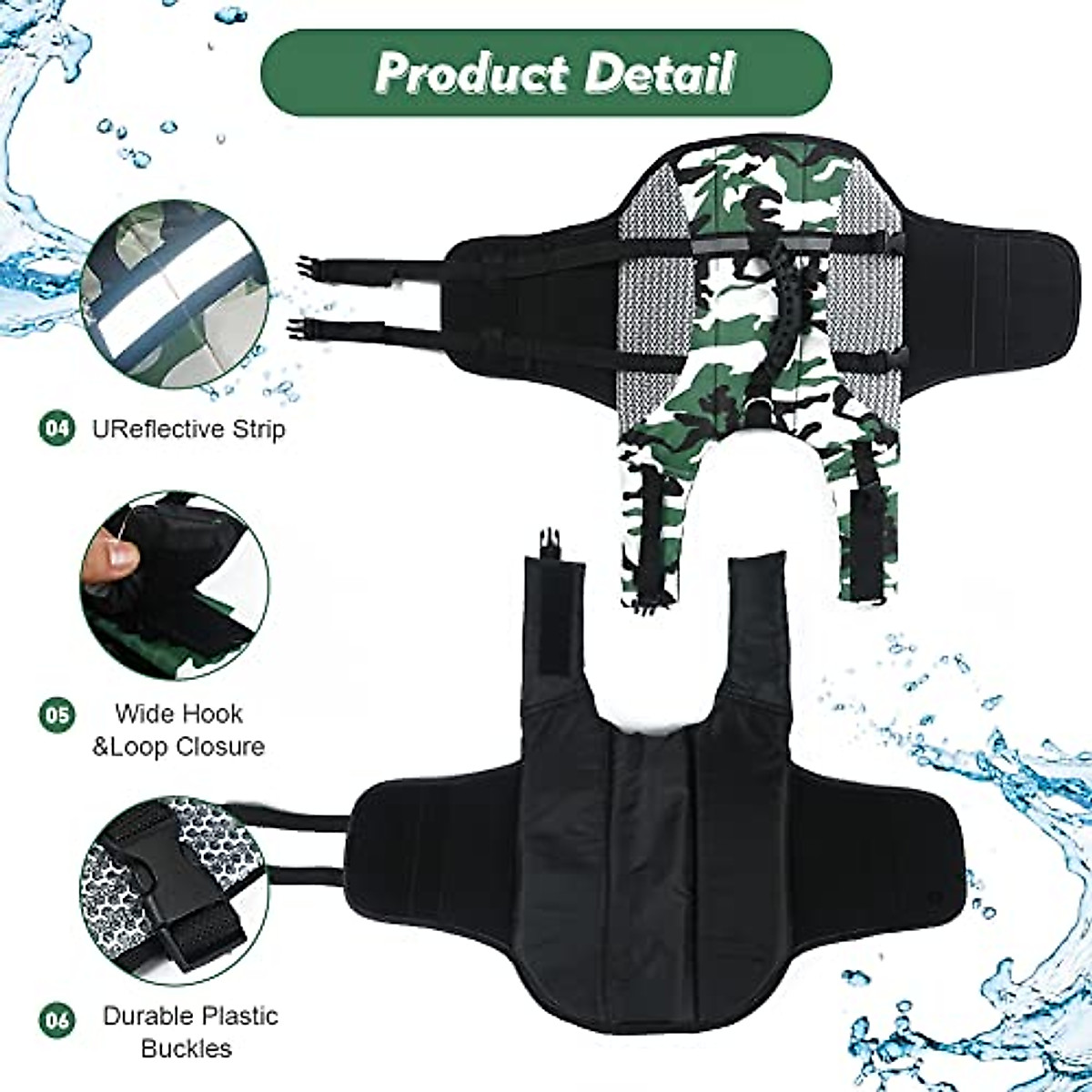 Sheripet Dog Life Preserver, Ripstop Dog Life Vest Large with Reflective Strip & Superior Buoyancy,Girl Dog Life Jacket for Boating & Swimming, Green L