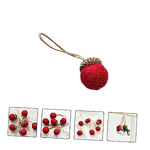 WATIIFUFU 12pcs Felt Pine Cones Christmas Tree pinecones Christmas Felt Ball Garland Felted Acorn Garland Artificial Pine Cone Christmas Hanging Bunting Ornament red Felt Winter Stockings