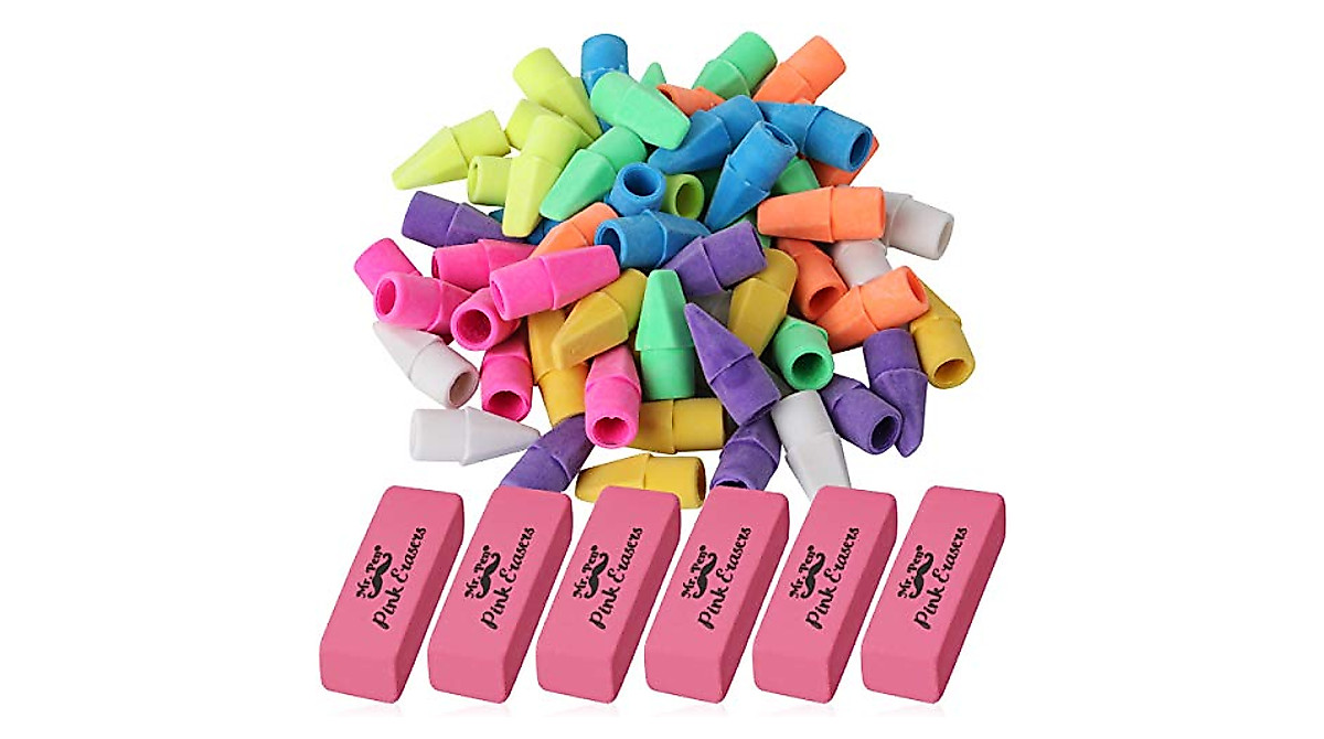 Mr. Pen Pink Eraser Set - 6 Premium & 60 Pencil Toppers for Precise ...