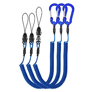 Lix&Rix Stretch Spiral Coil Cord Lanyards for Fishing Equipment Rangefinder Tool Tether Hunting Pliers Case Leash, Blue 3pcs