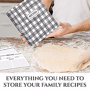 Plaid Recipe Organizer with 50 Recipe Cards 4x6 and Full Page Dividers, Recipe Book Binder, Recipe Binder Kit, Recipe Binder, Cookbook Binder, Recipe Organizer Binder, Recipe Books Holder.