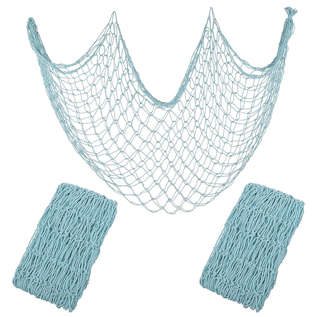 Decorative Fishing Net Light Blue 80x40 Inch,YuanDe 2 Pack Large Picture Fish Net,Wall Photo Hanging Fishnet for Nautical Mermaid Pirate Ocean Theme Hawaii Beach Under The Sea Party Decoration