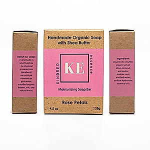 JenSan Home and Body Rose Petals Natural Organic Shea Butter Moisturizing Soap Bar - Handmade with Essential Oils