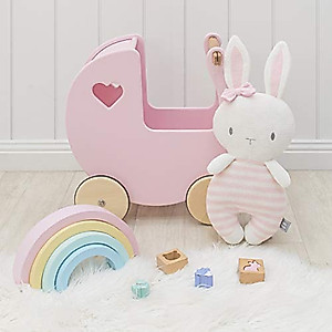 Living Textiles Baby Knit Plush Toy w/Rattle - Bella Bunny - Premium 100% Cotton Super Cute Soft & Fun Stuffed Animal Character | for Infant,Newborn,Stuff,Knit,Doll,Gift,Shower,Boy,Girl