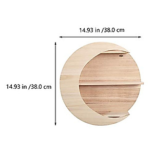 HEALLILY Crescent Moon Shelf for Crystals Wall Mounted Moon Shelf Wall Decor Farmhouse Wooden Shelf for Bathroom Bedroom Living Room