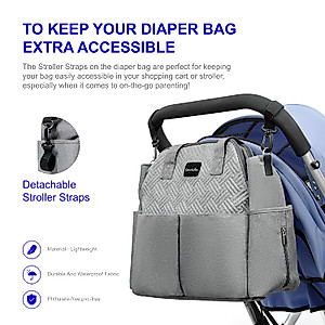 Suavezilla Diaper Bag, Multifunction Travel Tote Diaper Bag for Mom and Dad,Multi-Compartment Baby Bag for Boys and Girls with Changing Pad,Insulated Pockets,Large Capacity-Grey
