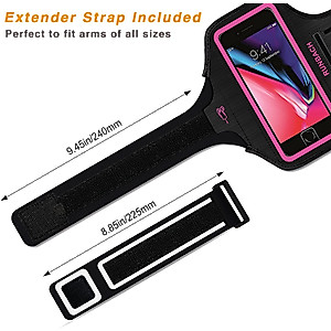 RUNBACH iPhone 8 Plus/iPhone 7 Plus Armband, Sweatproof Running Exercise Gym Bag with Fingerprint Touch/Key Holder and Card Slot for 5.5 Inch iPhone 6/6S/7/8 Plus (Pink)