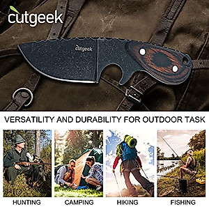 cutgeek FBS-3 Mini-Series Small Fixed Blade Knife 6-inch Overall Fixed Knife Outdoor Knife with Solid Wood Handle