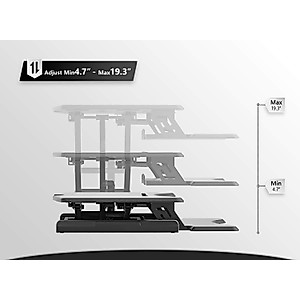 FEZIBO Standing Desk with Height Adjustable, Standing Desk Converter Stand up Riser Tabletop Workstation fits Dual Monitor 37 inches Black