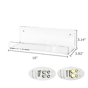 pbf PHOTO BOOTH FRAMES Acrylic Floating Bookshelf Clear Bathroom Wall Floating Shelves Invisible Wall Bookshelves Ledge Book Shelf with Gold and Silver Hardware (2)