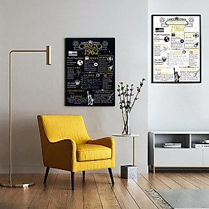 Black and White Background Rose Gold 11.7x8.3" Print [Unframed] 60th Birthday Party Decorations Poster Supplies Anniversary Card Gifts for Men & Women Turning 60 Years Old (Back in 1962)