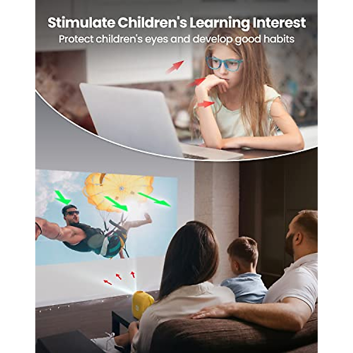 Mini Portable Projector with 720P Native Resolution, Dustproof Projector Compatible with Windows/ TV stick with HDMI connection