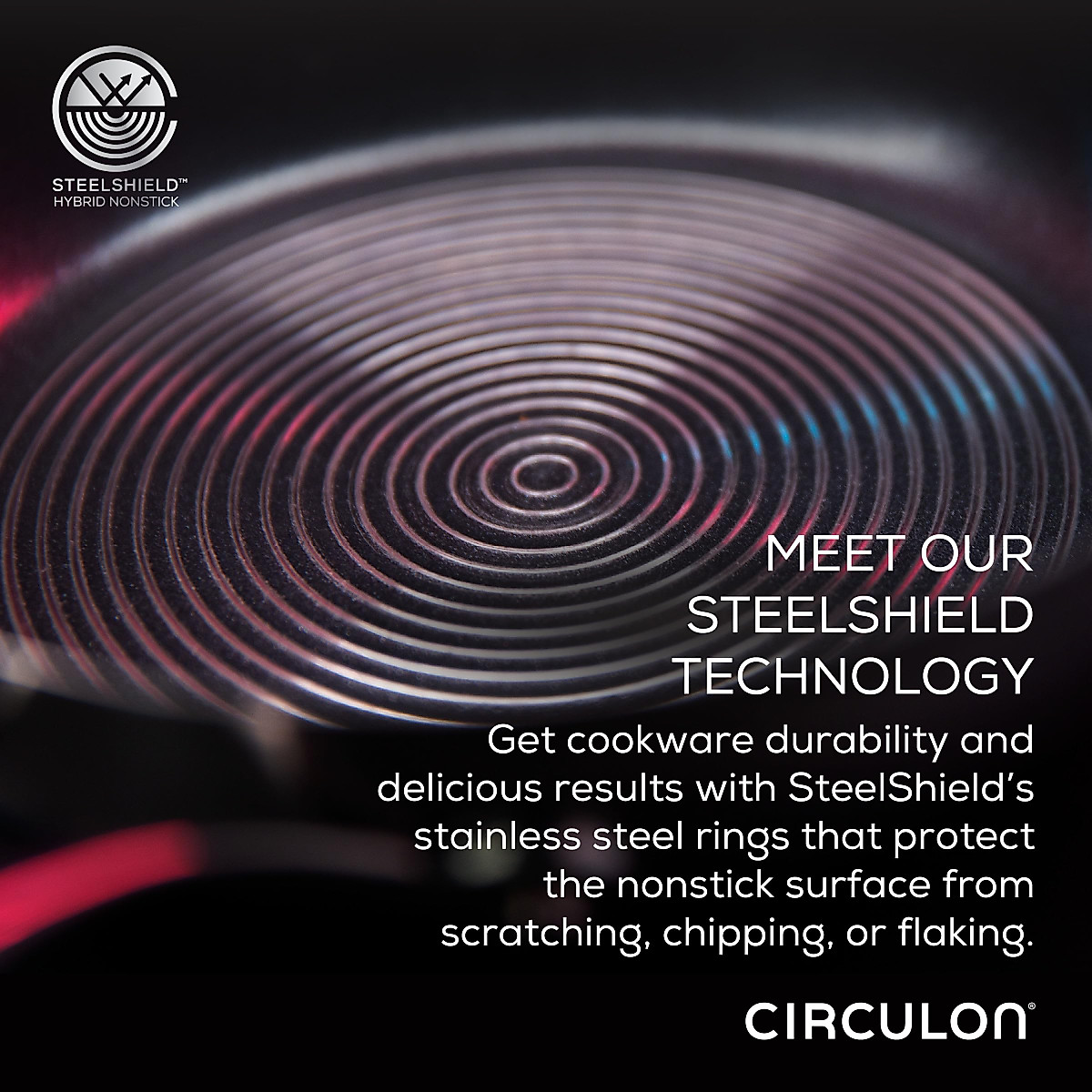 Circulon SteelShield Induction Frying Pan/Skillet with SteelShield Hybrid Stainless and Nonstick Technology, 10.25 Inch - Stainless Steel