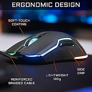 G-LAB Combo Carbon Pack Wired Keyboard and Mouse Gamer RGB Pack – Backlit Mechanical LED Gaming Keyboard, Blue Switches, QWERTY, Anti-Ghosting + Gaming Mouse with RGB - 6 Buttons 7200 DPI PC/PS5