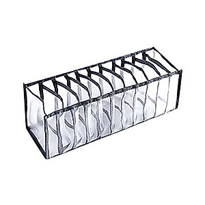 Narvei Underwear Drawer Organizer 1 Pc Foldable Closet Clothes Dividers Boxes Includes 7/11 Cell Collapsible Closet Compartments Storage Box for Bras Socks Underpants Panties and Ties (Black-11)