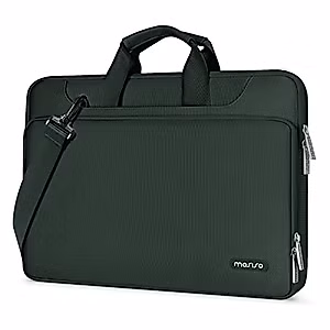 MOSISO 360 Protective Laptop Shoulder Bag Compatible with 17-17.3 inch Dell XPS/HP Pavilion/Ideapad/Acer/Alienware/HP Omen,Matching Color Sleeve with Belt, Emerald Green