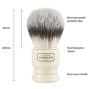 Alexander Simpson Trafalgar Synthetic Shaving Brush - Simpson Shaving Brushes - Faux Ivory Handle (T2)