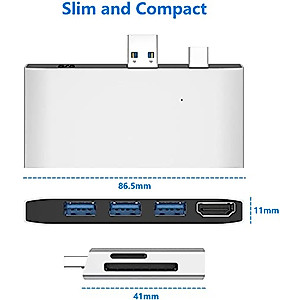 Surface Pro 4/5/6 Hub Docking Station with 4K HDMI Adapter, USB 3.0 Ports Hub Adapter, SD/Micro SD Card Reader for Microsoft Surface Pro 4/ Pro 5/ Pro 6