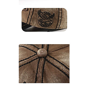 Mens Baseball Cap Vintage Cotton Washed Distressed Hats Eagle Adjustable Dad-Hat Black