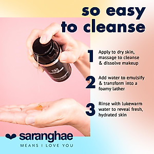 Saranghae Premium Oil Cleanser for Face, Calendula Korean Cleansing Oil to Foam Face Wash - Hydrating Makeup Remover and Cleanser for Clean, Firm Skin - 3.88 Ounce(110ml)