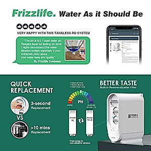 Frizzlife PX500-A Under Sink Tankless Reverse Osmosis Water Filtration System, 500 Gallons Per Day, Remineralizes Water, Easy DIY Installation, Low Maintenance