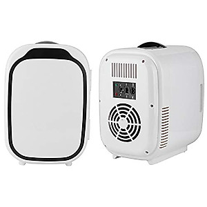 HUANGXING - Mini Fridge, 6 Liter AC DC Portable Electric Cooler and Warmer Silent Cosmetics Refrigerator Compact Personal Beauty Makeup Skincare Fridge for Skincare Bedroom Travel Car Dorm Foods(US)