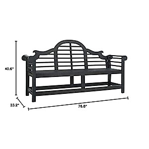 Safavieh PAT6705K Outdoor Collection Khara Grey Bench, Dark Slate Gray