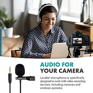 Movo DOM1 3.5mm TRS Lavalier Omnidirectional Condenser Microphone for Camera Microphone Compatible with DSLR Cameras, Recorders and More