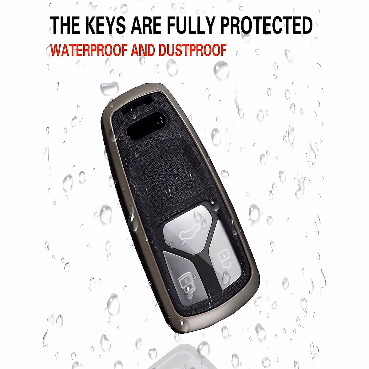 for Audi Key Fob Cover Case Metal Shell Car Smart Keys Protect Keychain Compatible Audi A4 A5 Q7 Q5 TT RS A3 A6 SQ5 SQ7 R8 S5 (P-AODIBqh-Black)