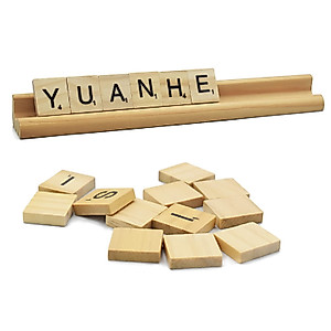 Yuanhe Scrabble Letter Tile Holders - Wooden Scrabble Rack Tray Set of 8, for Crafts and Game Stands