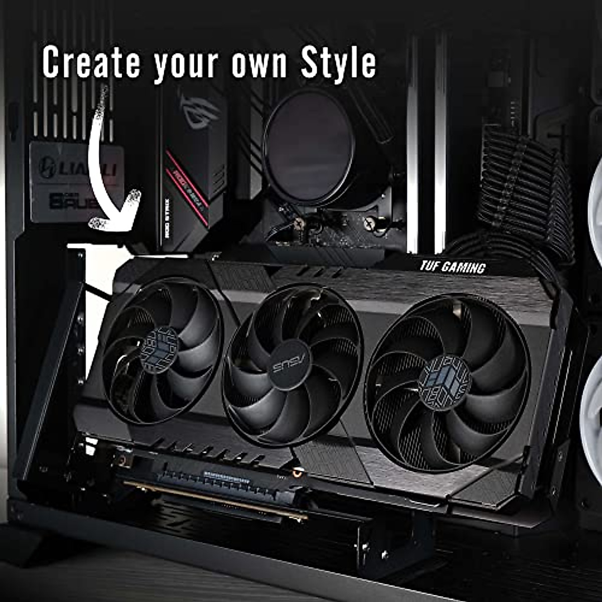 EZDIY-FAB PCIe 4.0 GPU Mount Bracket Graphic Card Holder Multi-Angle Adjustment, Video Card VGA Support Kit with PCIe 4.0 X16 Gen4 17cm/6.69in Riser Cable - Black