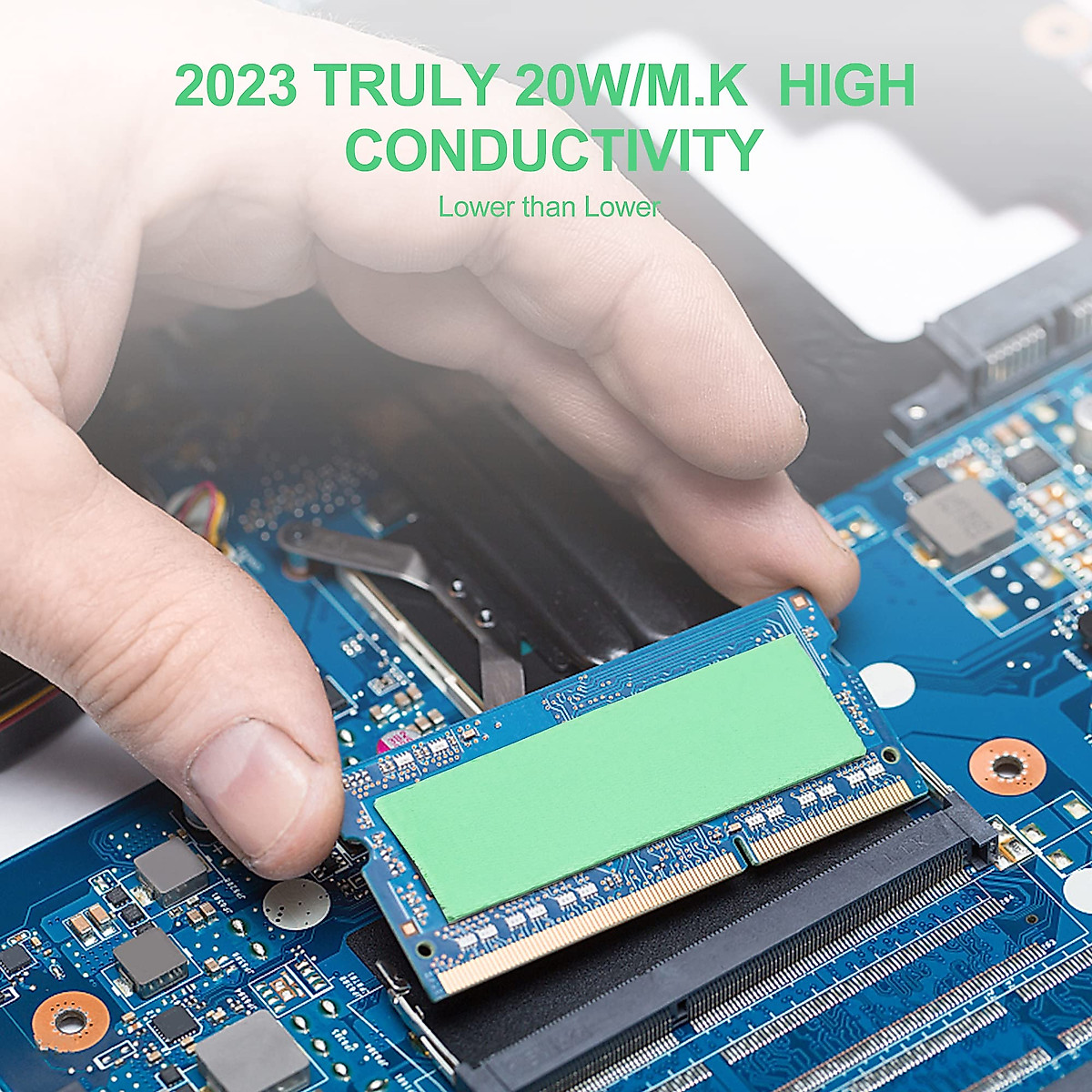 Aairhut Thermal Pad 20W/m.K, 100x50x1mm Silicone Cooling Pad Non Conductive Heat Resistance Extreme Odyssey Cover with Dual Self-Adhesive Films for PC Laptop PS4/PS5/SSD/RAM - 1 Pad