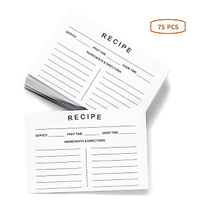 75 Count Recipe Cards 4x6inch Double Sided Thick Card Stock Fit with Recipe Binder Recipe Box Modern Minimal Design