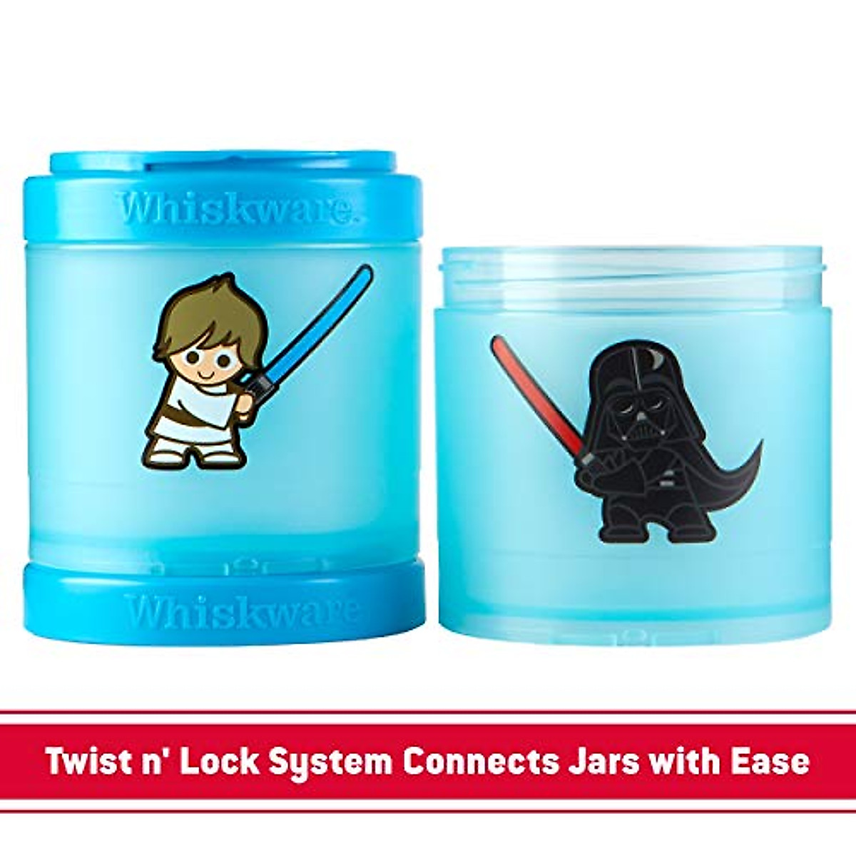 Whiskware Star Wars Stackable Snack Containers for Kids and Toddlers, 3 Stackable Snack Cups for School and Travel, Baby Yoda Grogu and the Mandalorian Helmet