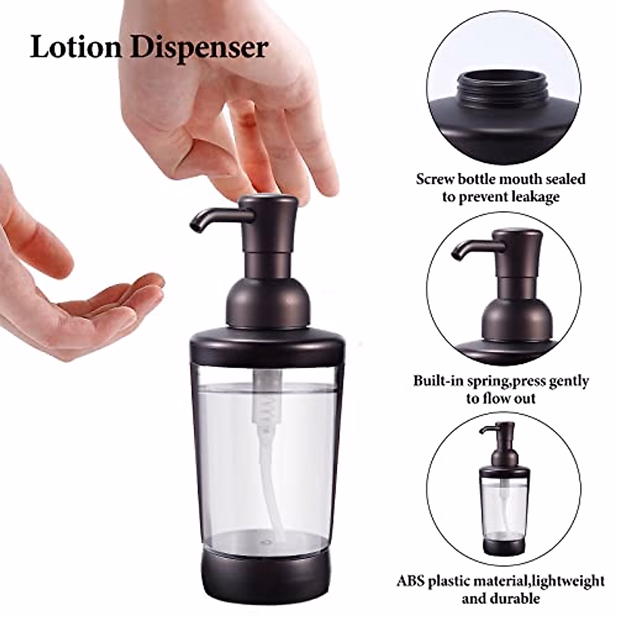 SLDIYWOW Bathroom Accessories Set, 8-Piece Plastic Gift Set with Toothbrush Holder, Toothbrush Cup, Soap Dispenser, Soap Dish, Toilet Brush Holder, Trash Can and Qtip Holders (Bronze)