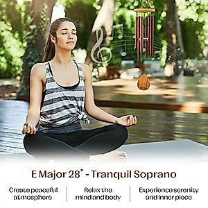 UpBlend Outdoors Wind Chimes for Outside - 28" Brown Windchimes Outdoors, Harmonic Wind Chime Gifts for Women, Ideas for Mom, Grandma, for Gardeners Outdoor Porch