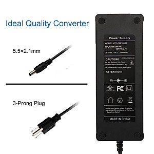 BINZET AC to DC 12V 10A 120W Power Supply Adapter Converter Regulator, 5.5mm x 2.1mm DC Plug, 12Volt 10Amp Wall Power Plug for DC12V 5050 5630 Flexible LED Strip Lights