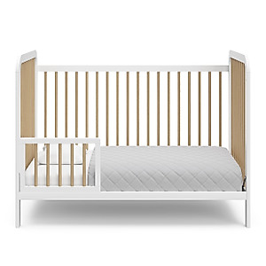 Storkcraft Pasadena 3-in-1 Convertible Crib (White with Driftwood) – GREENGUARD Gold Certified, Converts to Daybed and Toddler Bed, Fits Standard Full-Size Crib Mattress, Adjustable Mattress Height